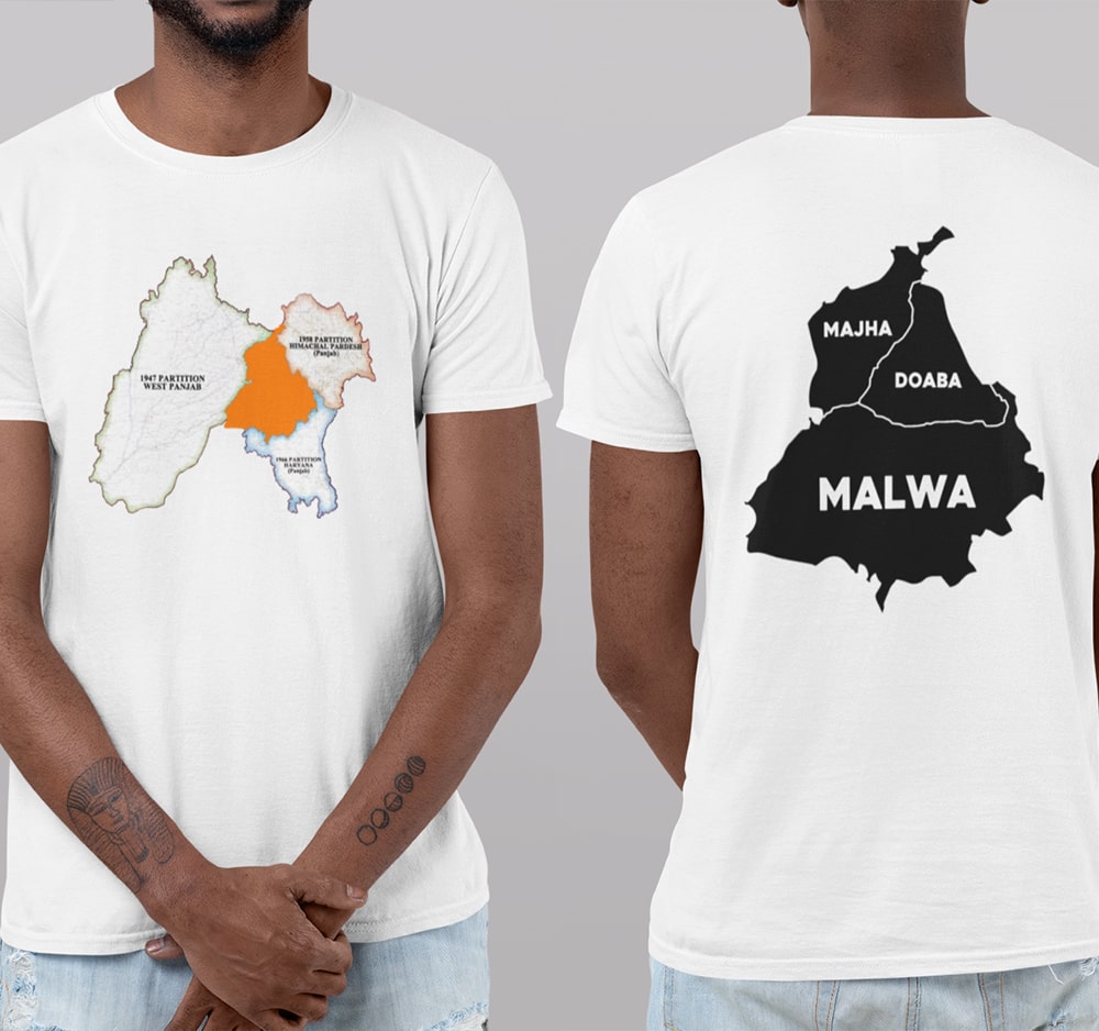 Buy Majha Doaba Malwa T Shirt - Punjabi Printed T Shirt Online For Men – Punjabi Adda
