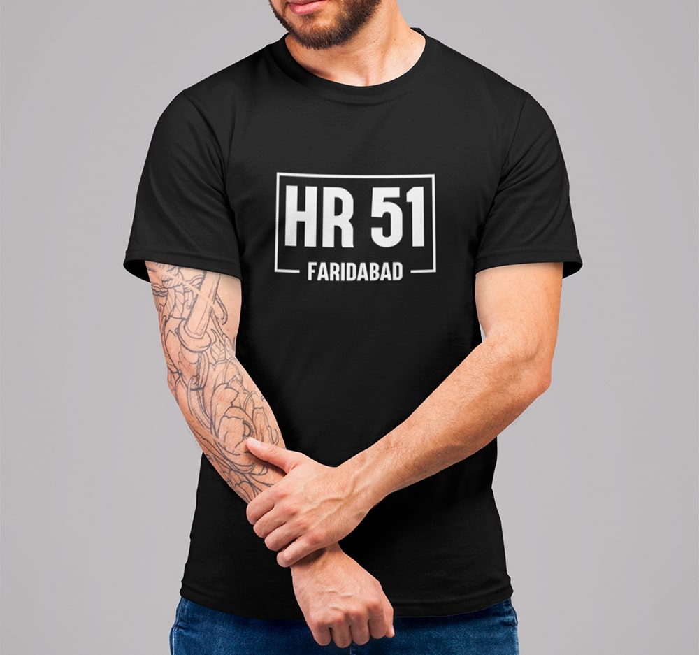 Faridabad HR 51 RTO Code T Shirts Haryanvi Printed T Shirt For Men faridabad-hr-51-rto-code-t-shirts-haryanvi-printed-t-shirt-for-men
