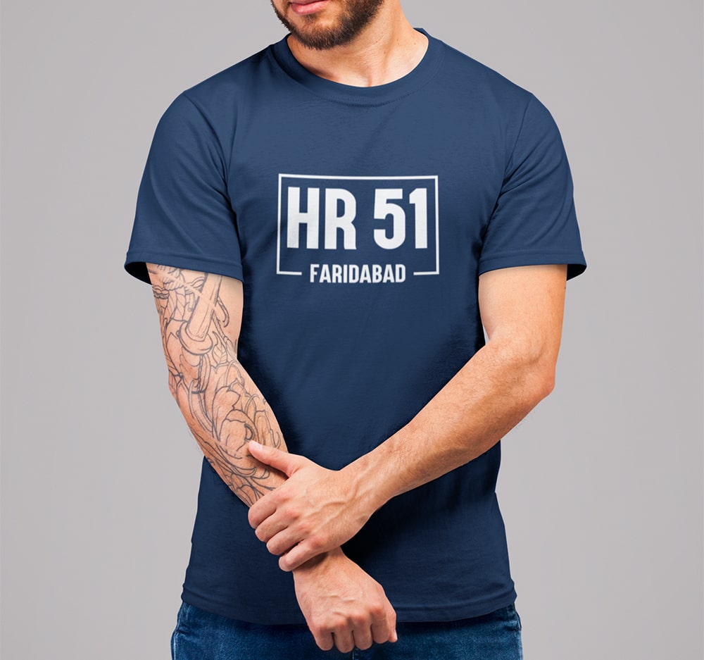 Faridabad HR 51 RTO Code T Shirts Haryanvi Printed T Shirt For Men Faridabad HR 51 RTO Code T Shirts Haryanvi Printed T Shirt For Men