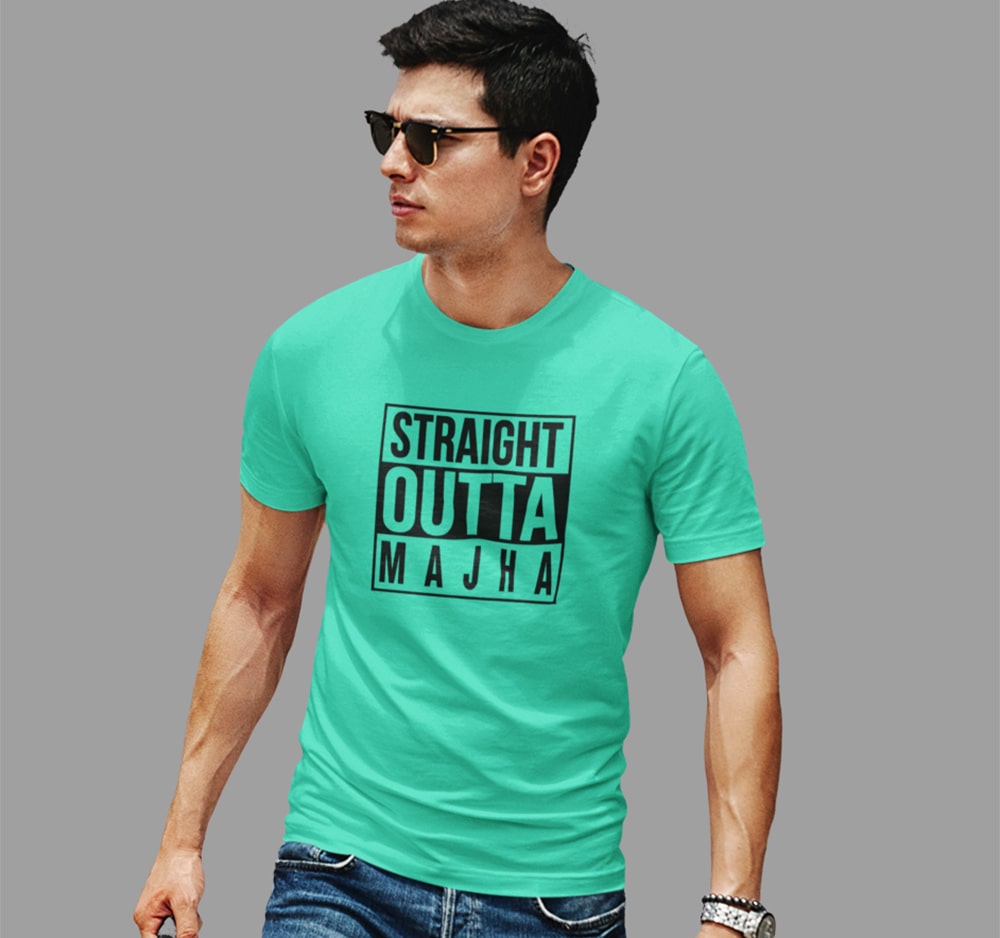 Straight Outta Majha T Shirt - Punjabi Slogan Printed Tshirt For Men India – Punjabi Adda