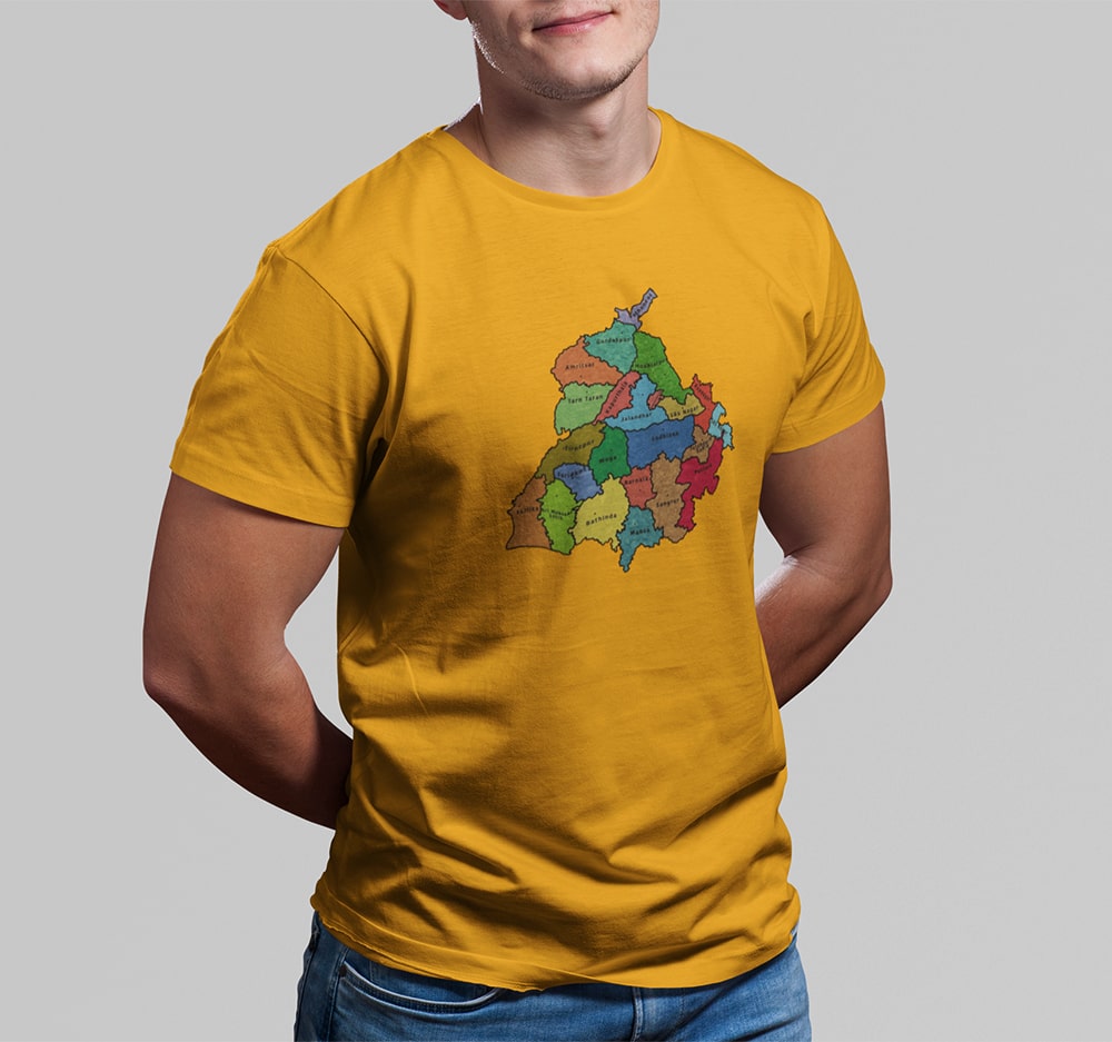 Punjab Map T Shirt Buy Punjabi Custom Printed Tshirts Online For Men